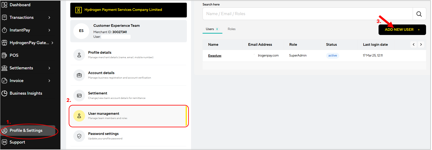 How to Assign a POS Branch Manager on the Merchant Portal – Hydrogen